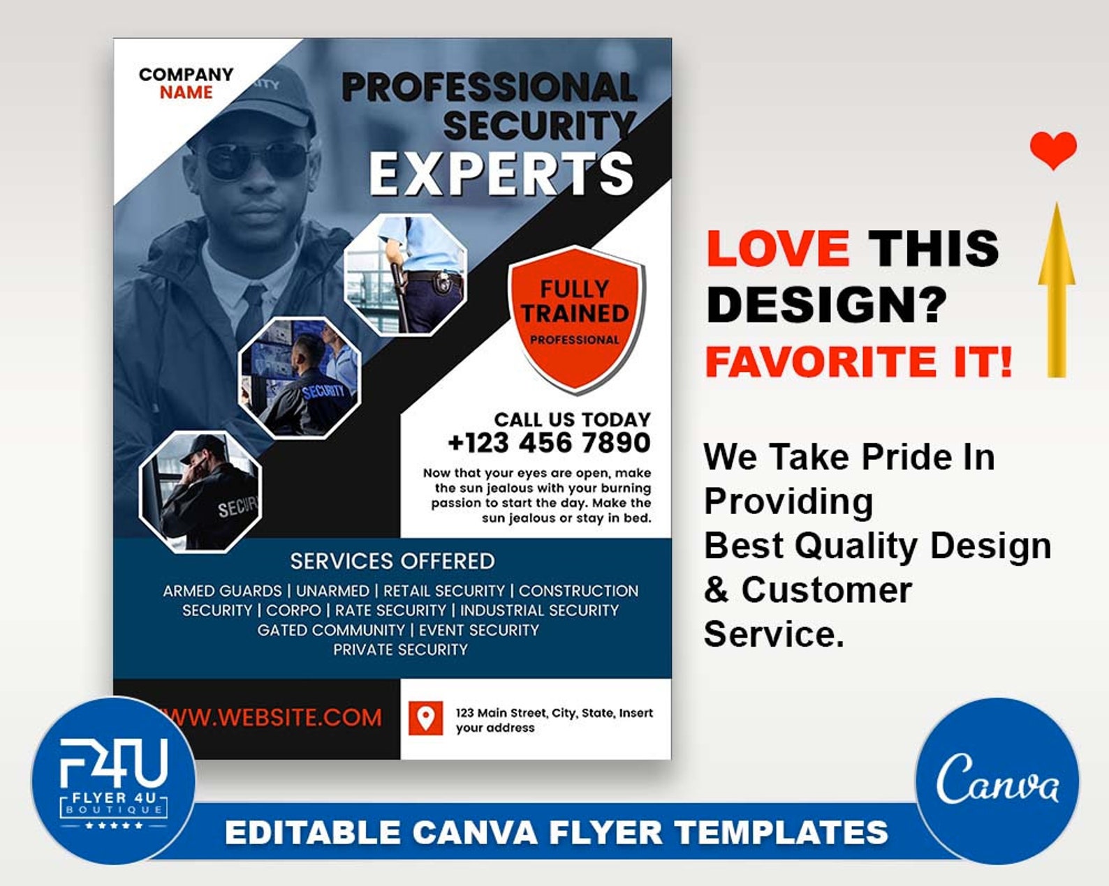 Security Service Flyer, DIY Canva Security Service Flyer Template 2022 ...