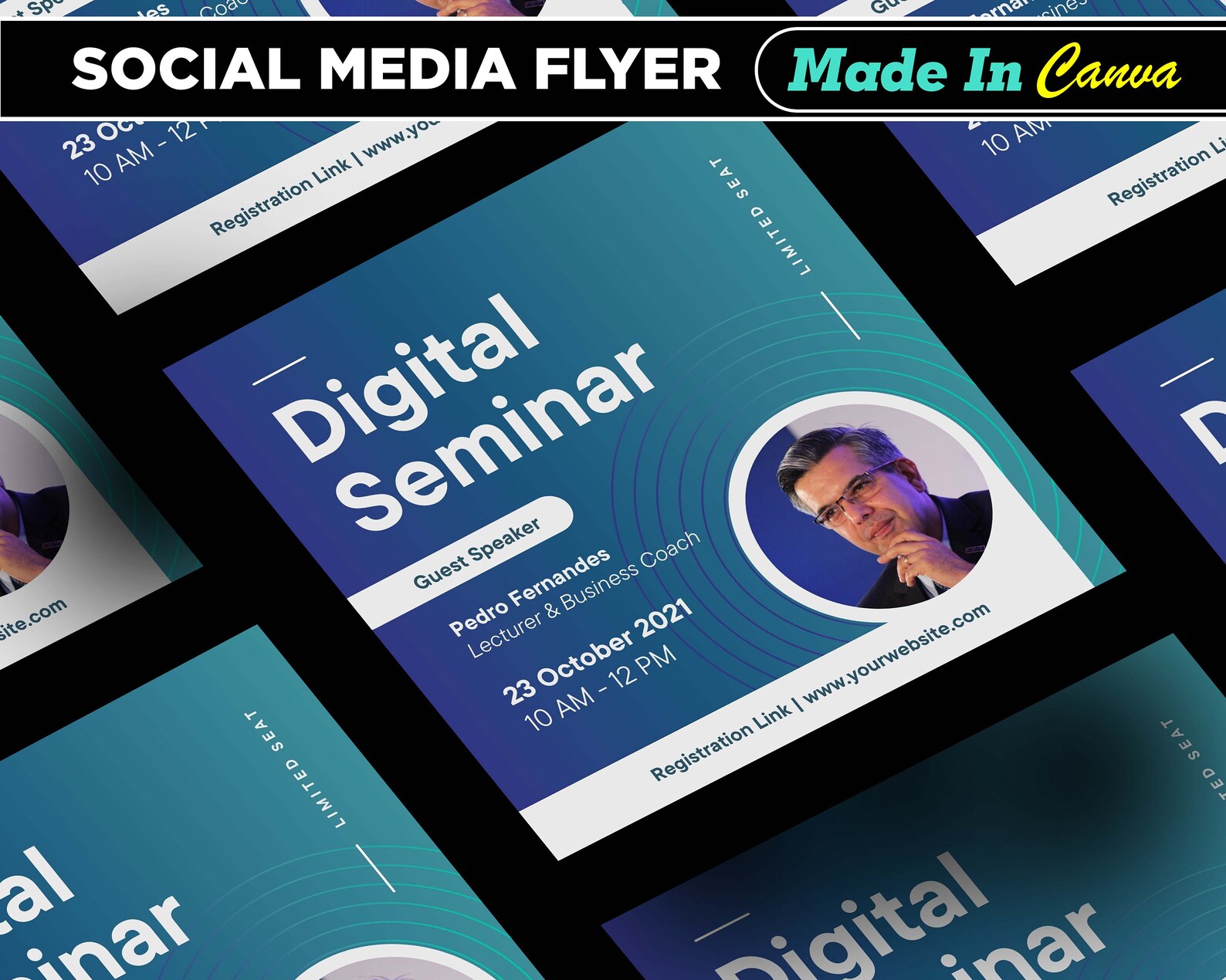 Digital Seminar Flyer, DIY Canva Digital Seminar Service Flyer Template ...