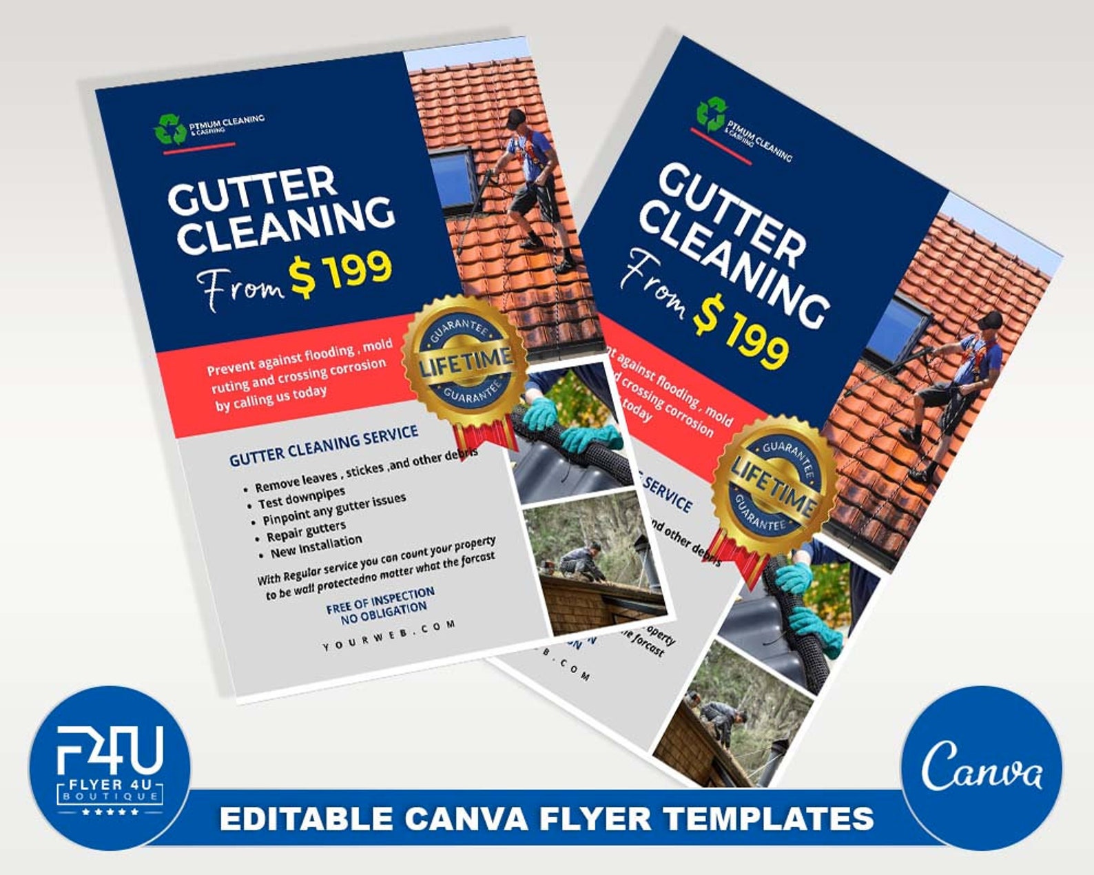 Gutter Cleaning Flyer, DIY Canva Gutter Cleaning Flyer Template 2022 ...