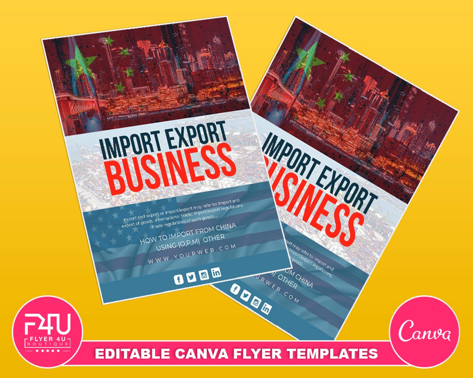 Import and Export Business Flyer, DIY Canva Import and Export Business ...