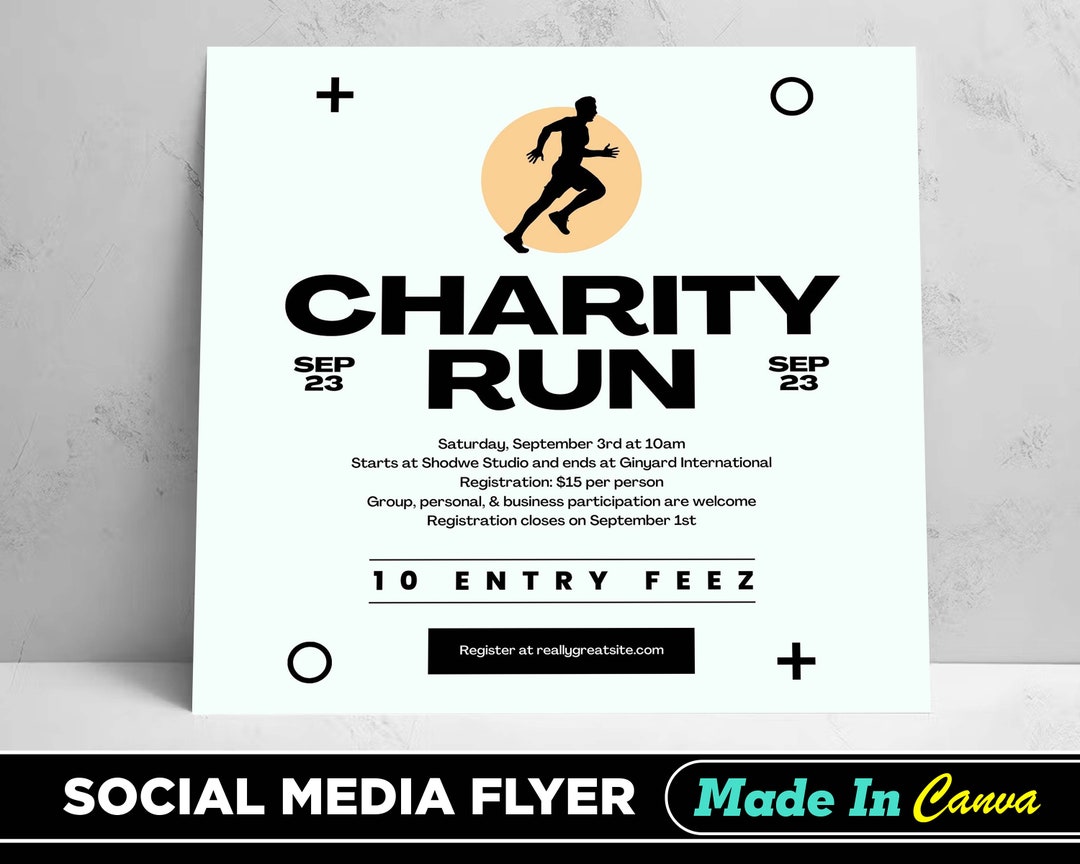 Charity Run Flyer, DIY Canva Charity Run Flyer Template 2022, Editable ...