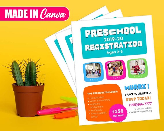 School Registration Flyer DIY Canva School Registration | Etsy