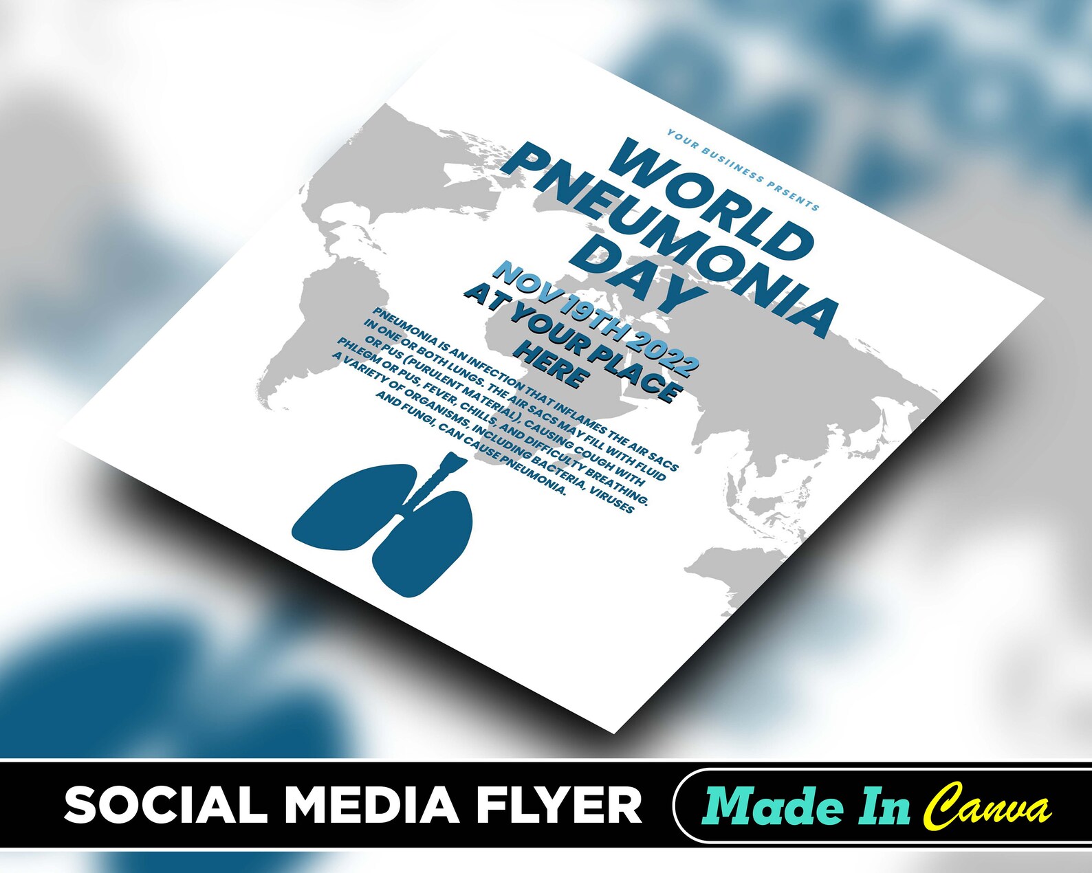 World Pneumonia Day Flyer, DIY Canva World Pneumonia Day Flyer Template ...