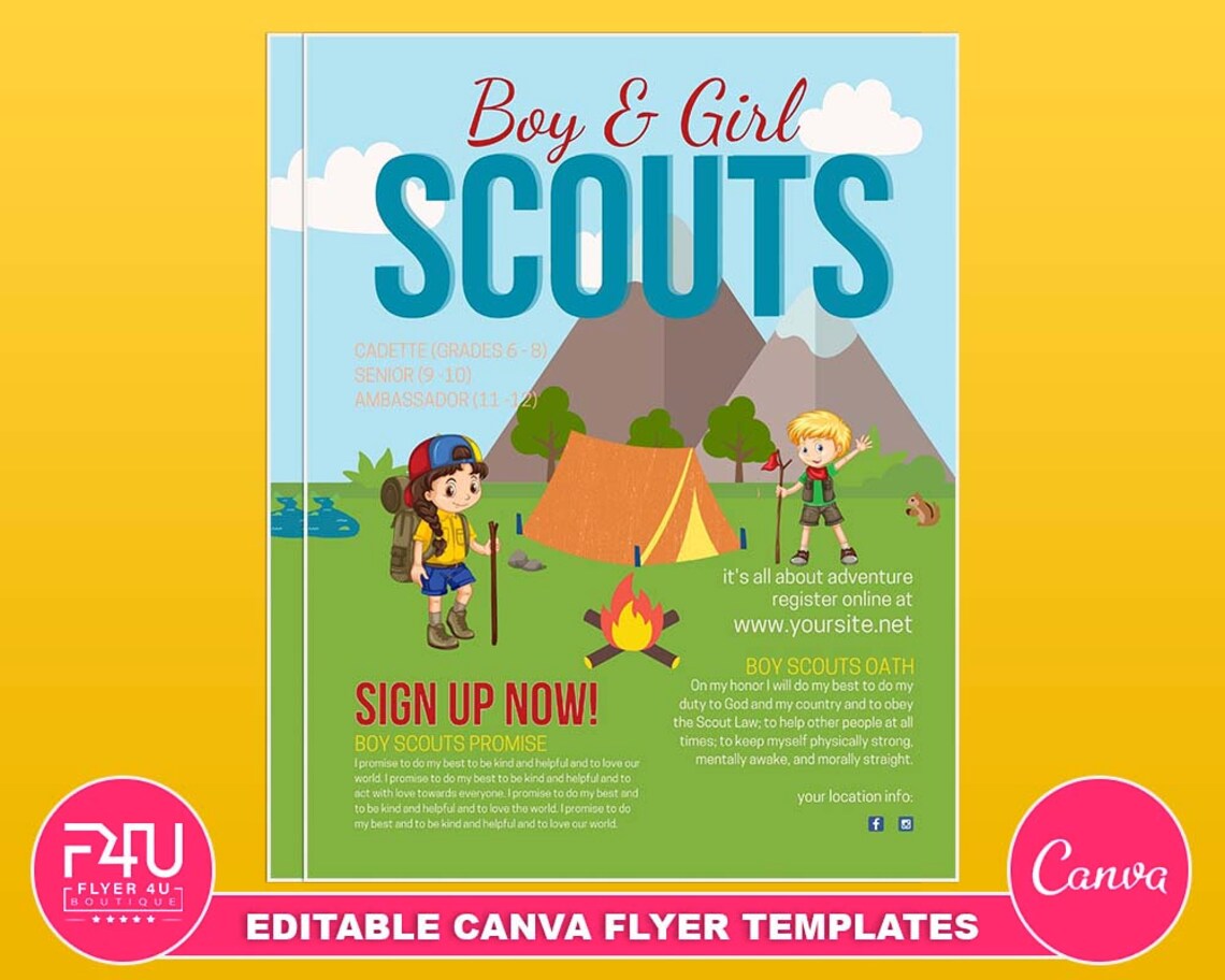 Scouts Flyer DIY Canva Scouts Flyer Template 2022 Editable - Etsy