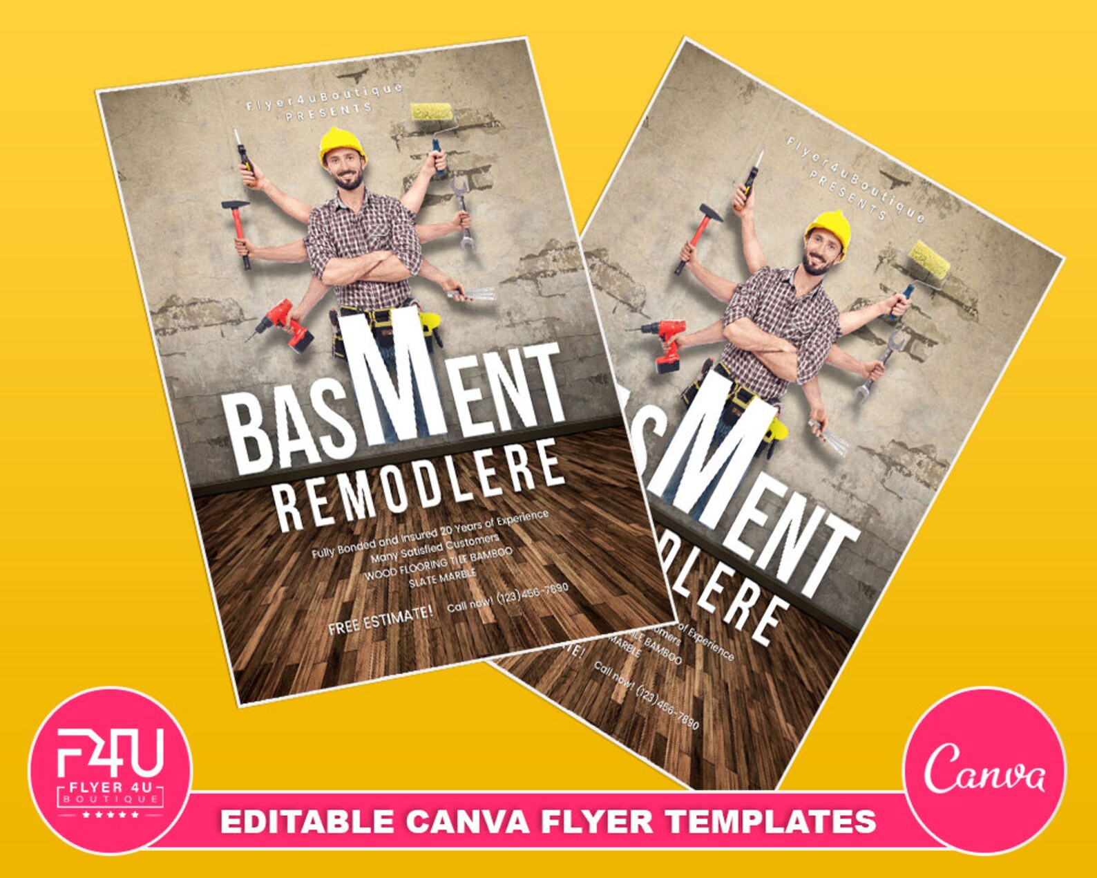 Basement Remodeler Flyer DIY Canva Basement Remodeler Flyer - Etsy