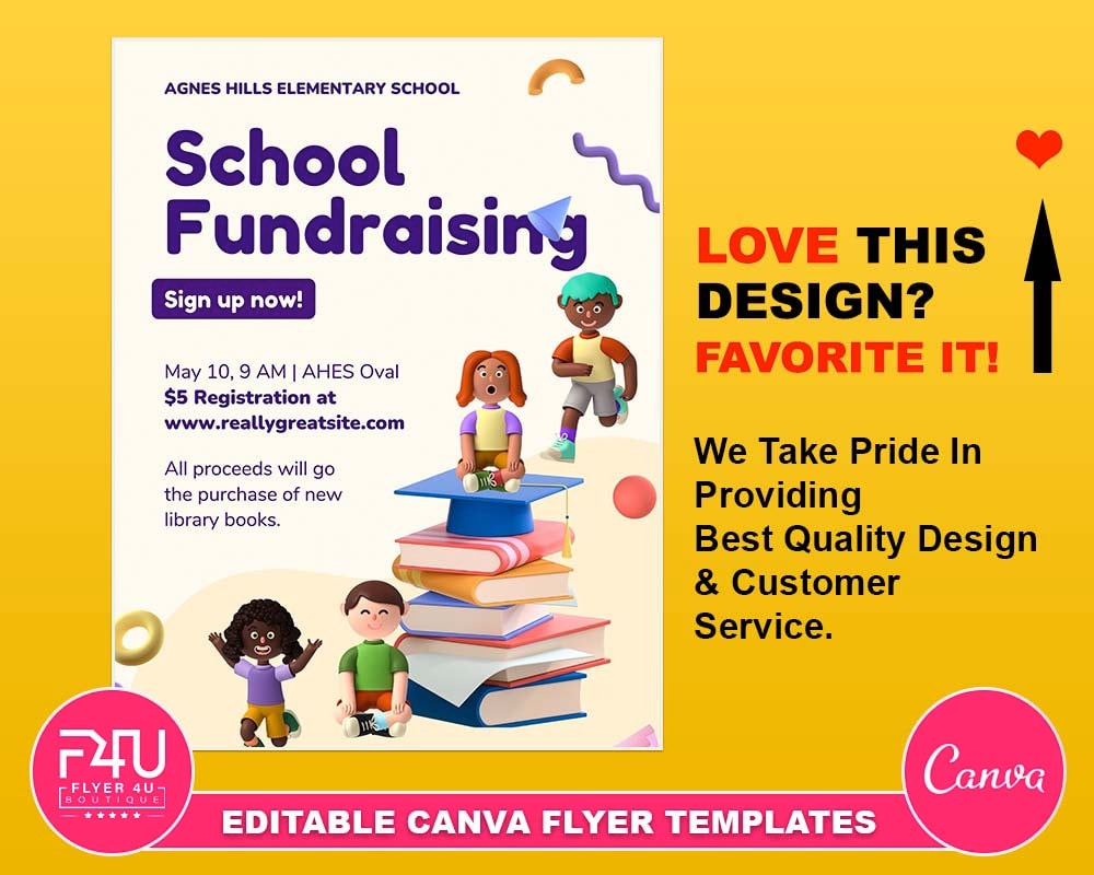 School Fundraising Flyer, DIY Canva School Fundraising Flyer, Editable ...