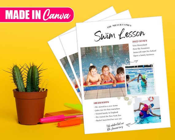 Swim Lesson Flyer DIY Canva Swim Lesson Flyer Template 2022 | Etsy