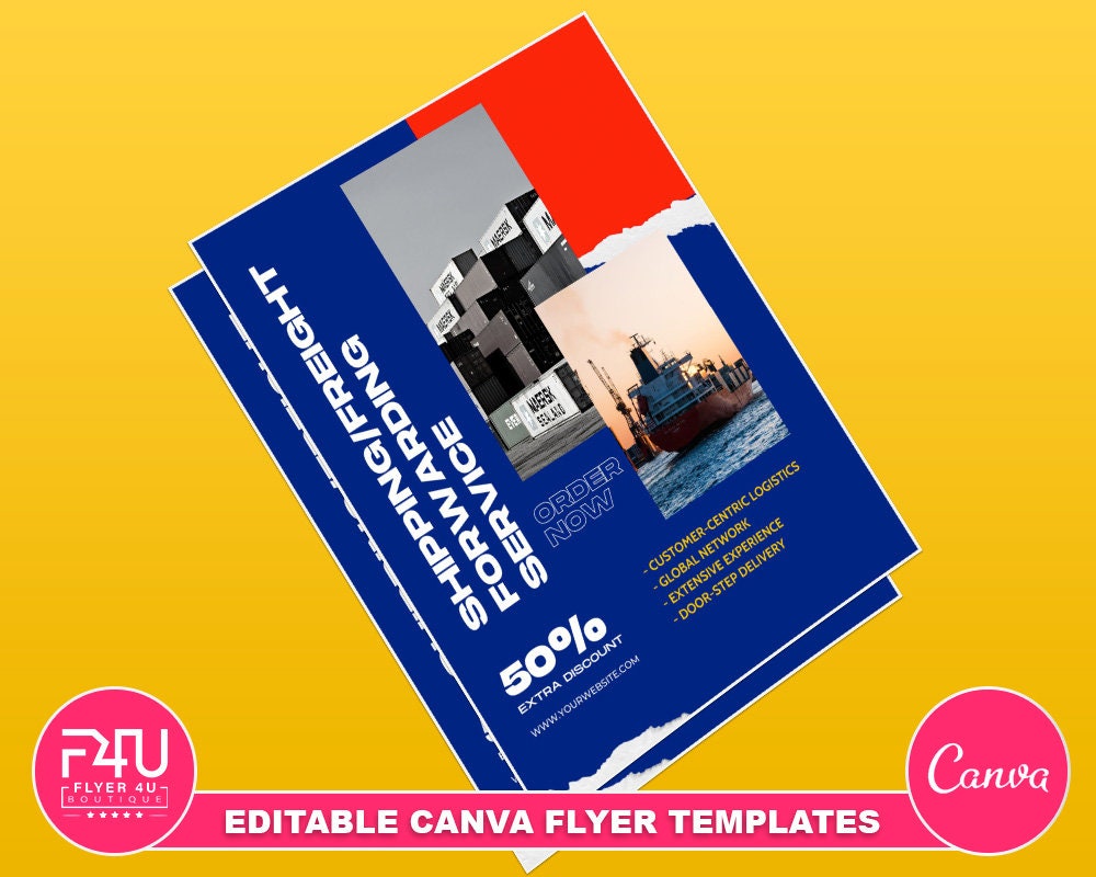 Shipping Freight Forwarding Flyer, DIY Canva Shipping Freight ...