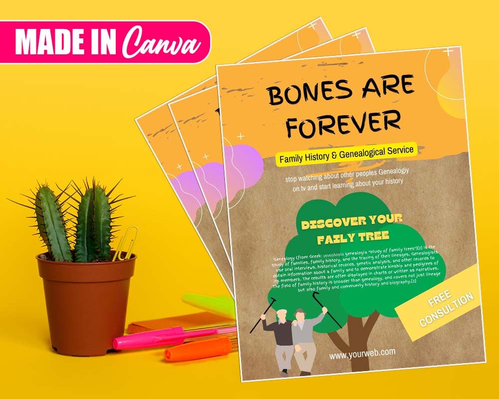 Genealogical Service Flyer DIY Canva Genealogical Service - Etsy