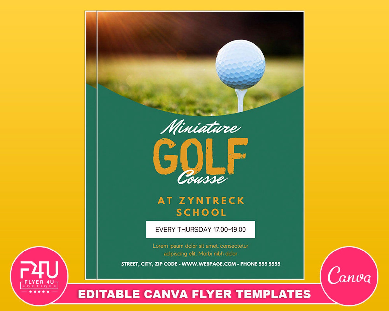 Miniature Golf Course Flyer DIY Canva Miniature Golf Course - Etsy