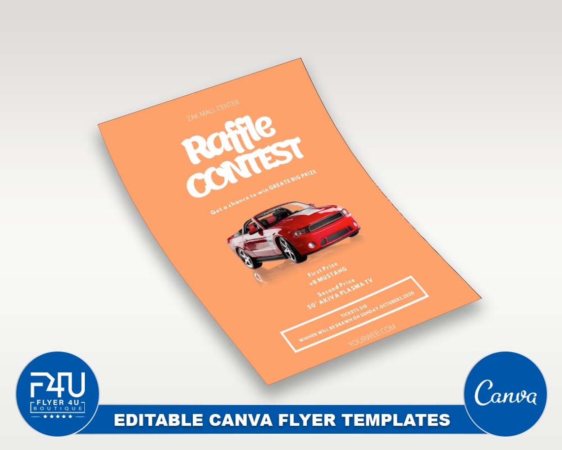 Raffle Flyer DIY Canva Raffle Flyer Template 2022 Editable - Etsy