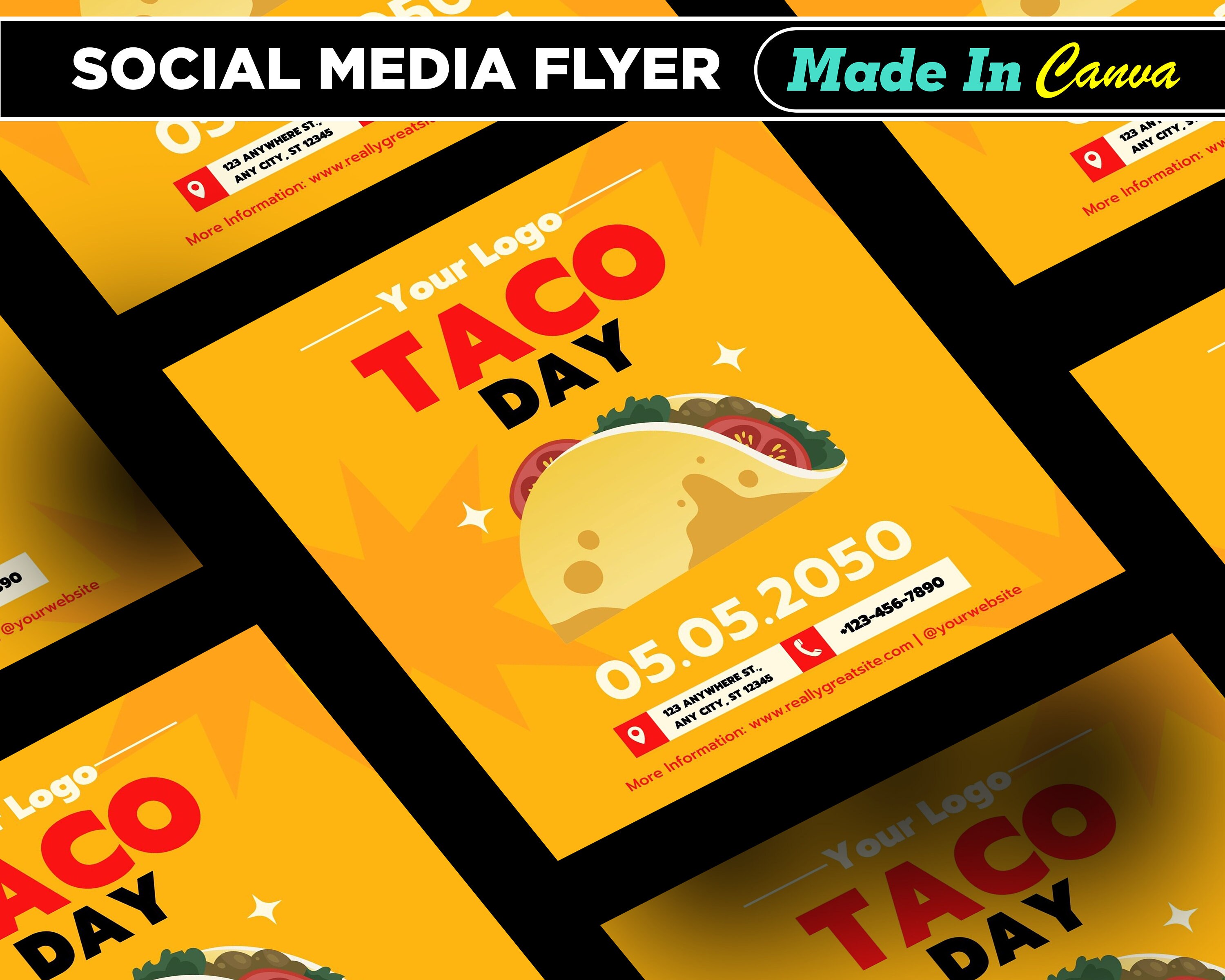 Taco Day Flyer DIY Canva Taco Day Flyer Template 2022 - Etsy