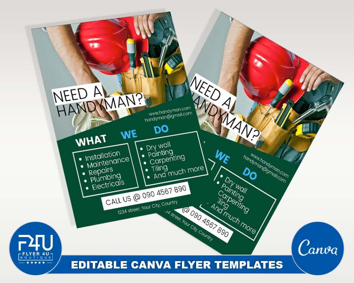 Handyman Service Flyer DIY Canva Handyman Service Flyer - Etsy