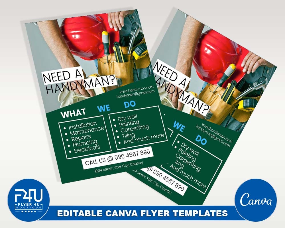 Handyman Service Flyer, DIY Canva Handyman Service Flyer Template 2022 ...