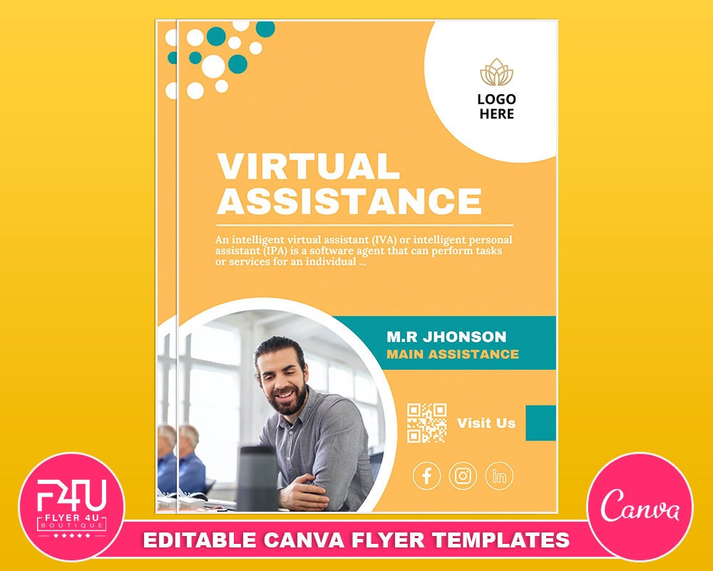 Virtual Assistant Flyer DIY Canva Virtual Assistant Flyer - Etsy