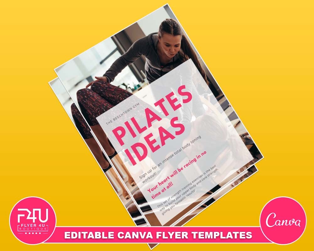 Pilates Flyer, DIY Canva Pilates Flyer Template 2022, Editable US ...