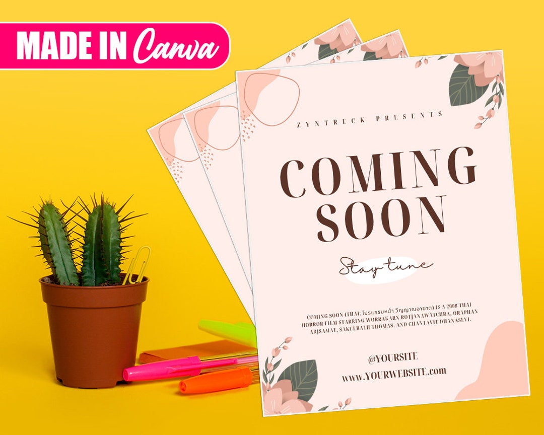 Coming Soon Flyer, DIY Canva Coming Soon Flyer Template, Editable Canva ...