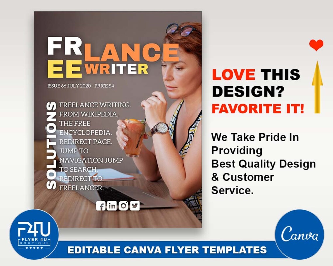 Freelance Writer Flyer DIY Canva Freelance Writer Flyer - Etsy