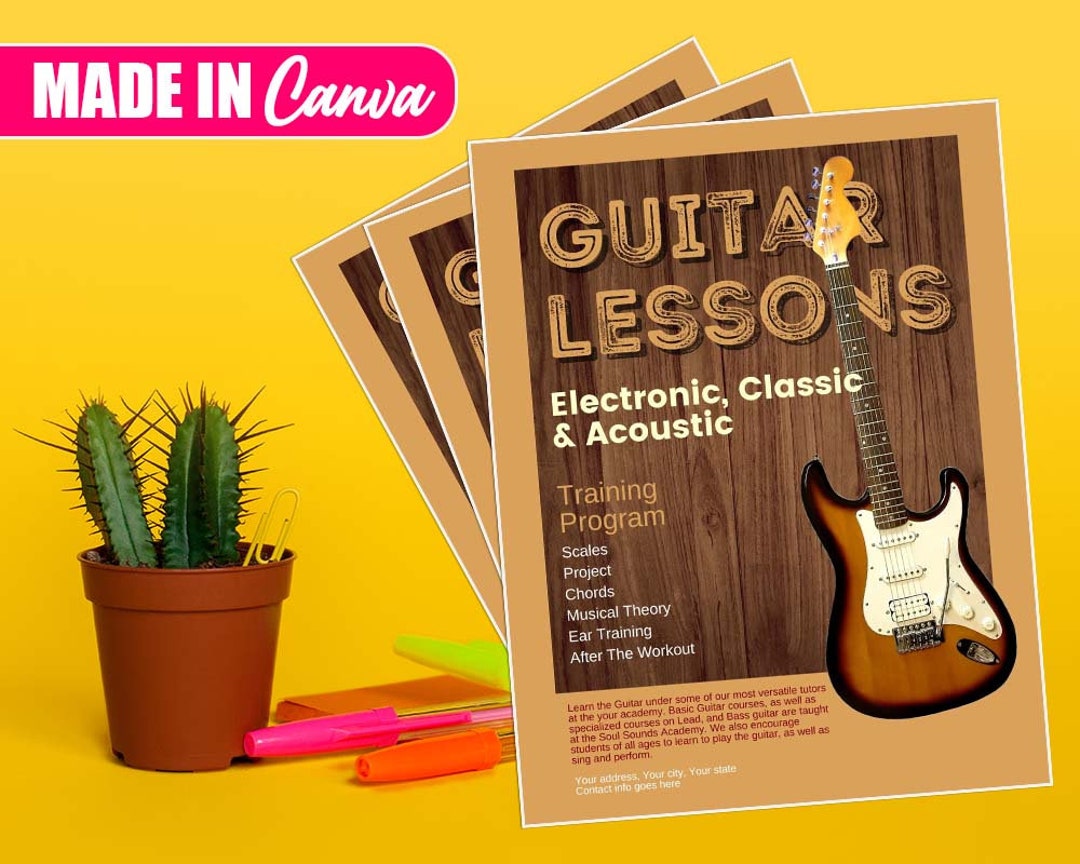 Guitar Classes Flyer, DIY Canva Guitar Classes Flyer Template 2022 ...