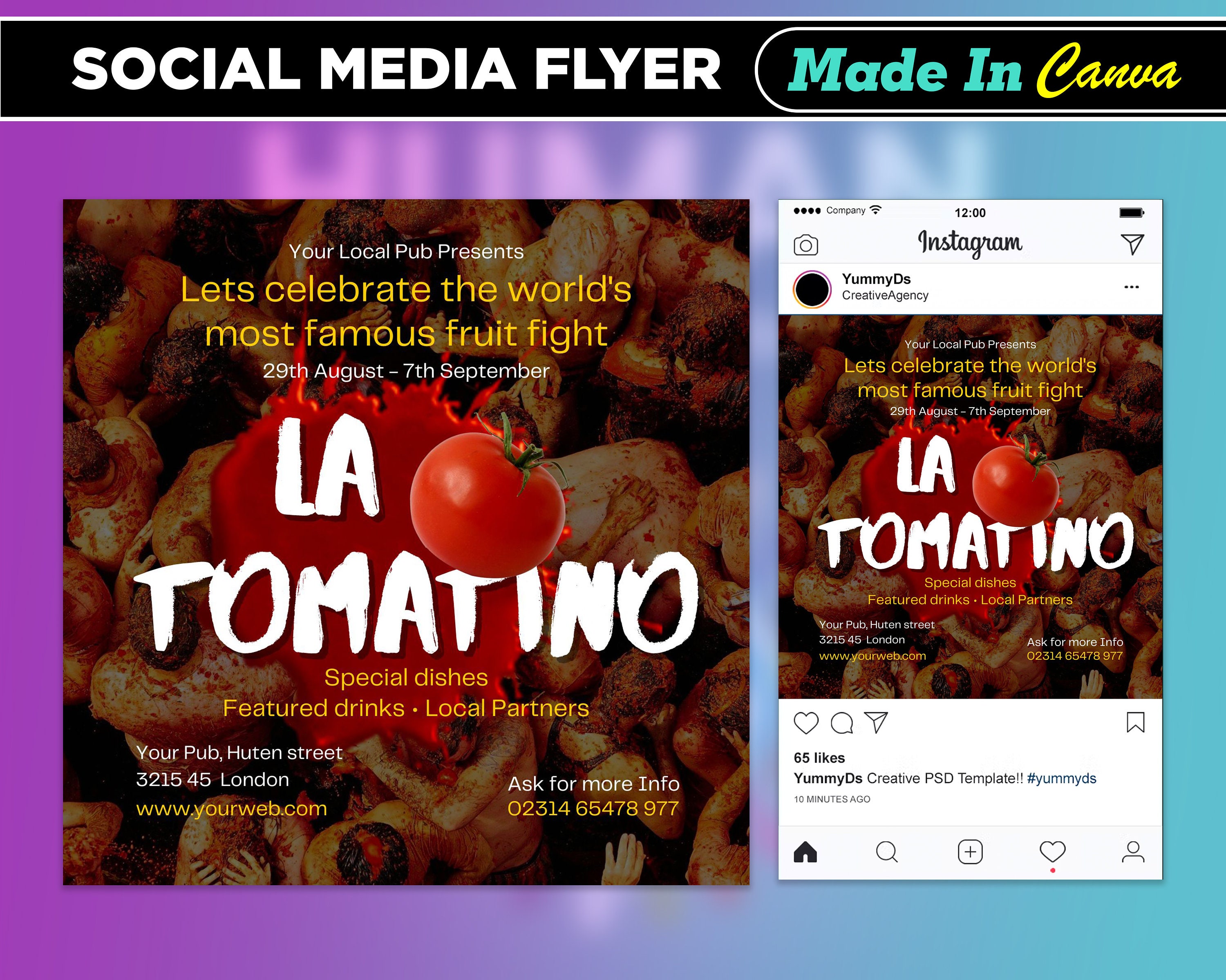 La Tomatina Flyer DIY Canva La Tomatina Flyer Template - Etsy