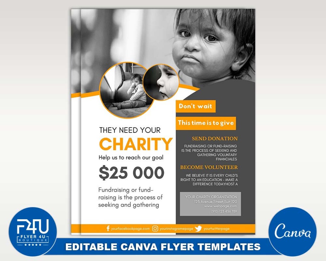 Fundraiser Flyer, DIY Canva Fundraiser Flyer Template 2022, Editable ...