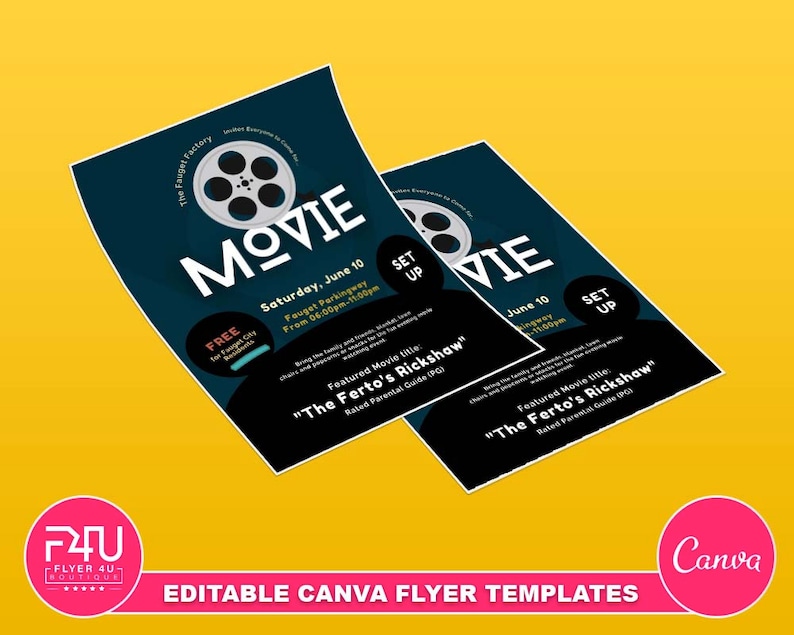 Movie Flyer, DIY Canva Movie Templates, Editable Canva US Letter Size ...