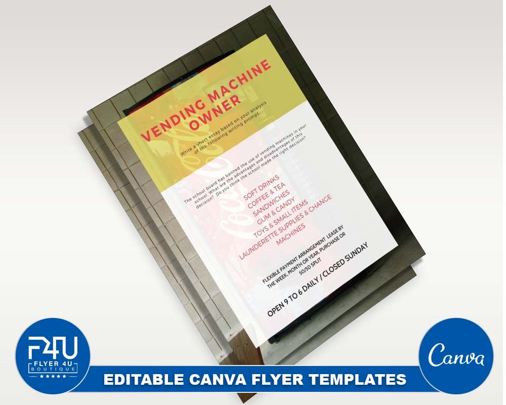Vending Machine Flyer DIY Canva Vending Machine Template - Etsy