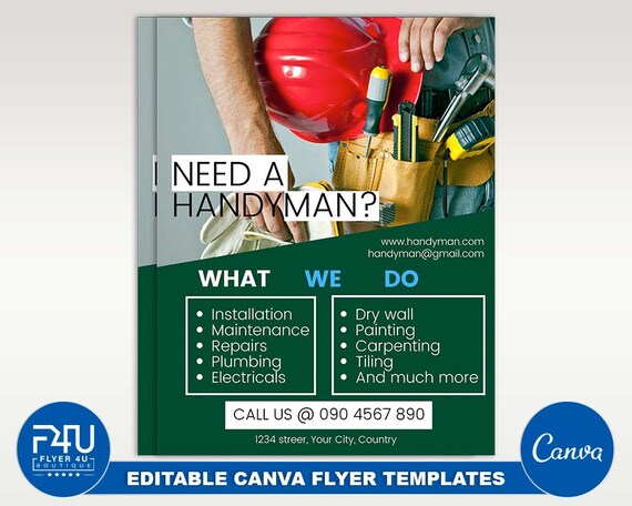 Handyman Service Flyer DIY Canva Handyman Service Flyer - Etsy