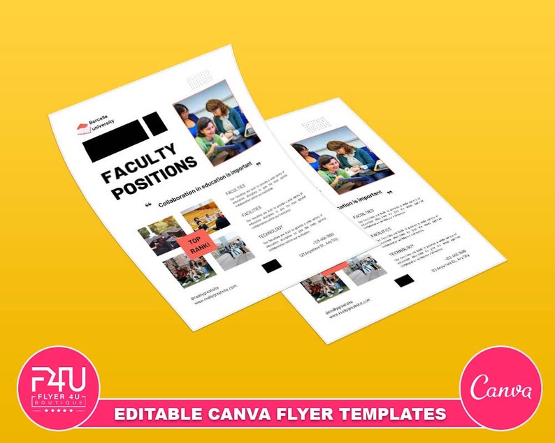 Faculty Positions Flyer DIY Canva Faculty Positions Flyer - Etsy
