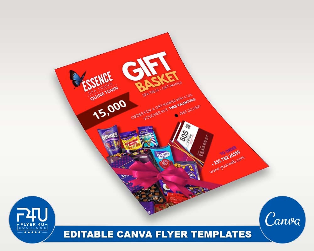 Gift Basket Flyer, DIY Canva Gift Basket Flyer Template 2022, Editable ...