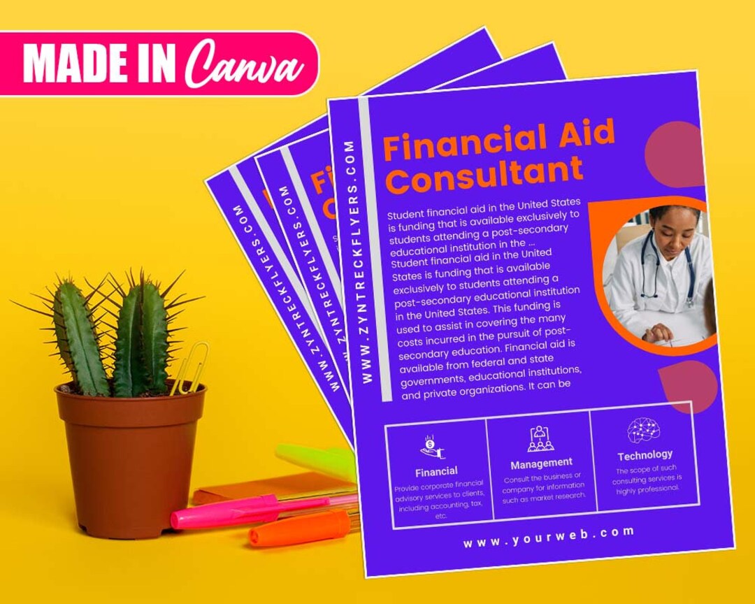 Financial Aid Consultant Flyer, DIY Canva Financial Aid Consultant ...