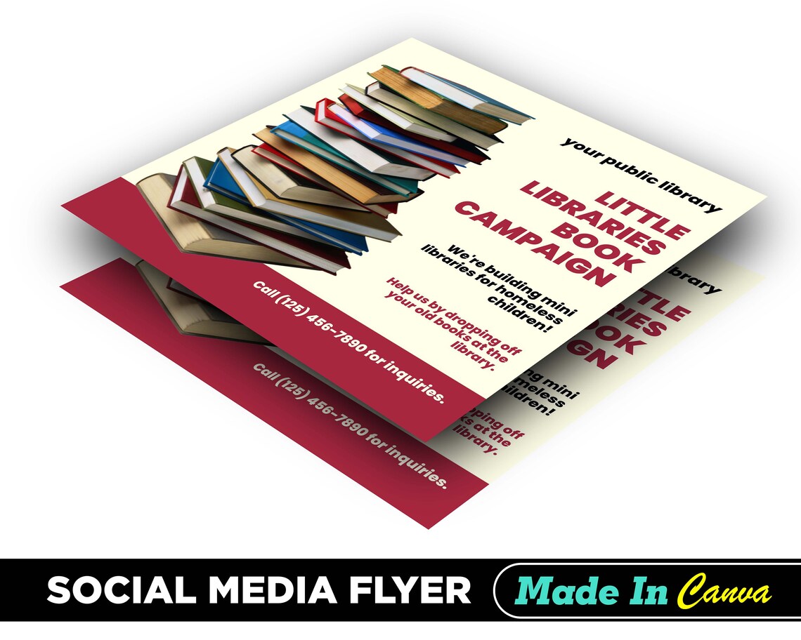 Book Drives Flyer DIY Canva Book Drives Flyer Template 2022 - Etsy