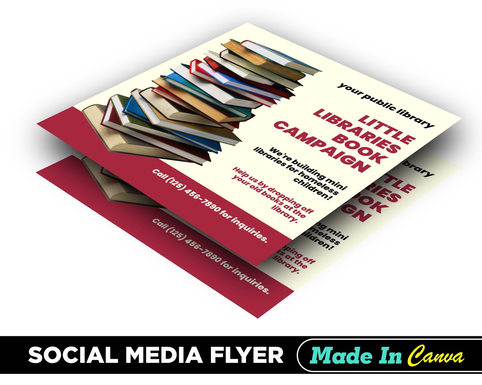 Book Drives Flyer, DIY Canva Book Drives Flyer Template 2022, Editable ...