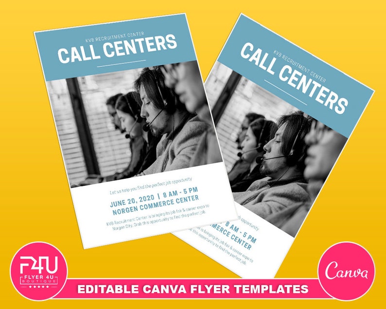 Call Centers Flyer, DIY Canva Call Centers Flyer Template, Editable ...