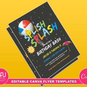 Splish Splash Flyer, DIY Canva Splish Splash Flyer 2022, Editable Canva ...