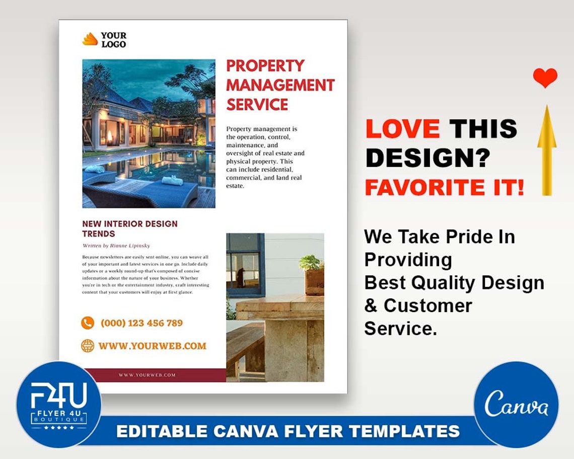 Property Management Service Flyer DIY Canva Property | Etsy