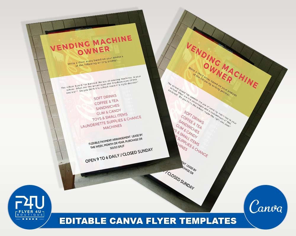 Vending Machine Flyer DIY Canva Vending Machine Template - Etsy