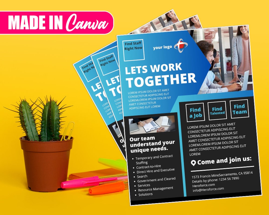 Staffing Agency Flyer, DIY Canva Staffing Agency Templates, Editable ...