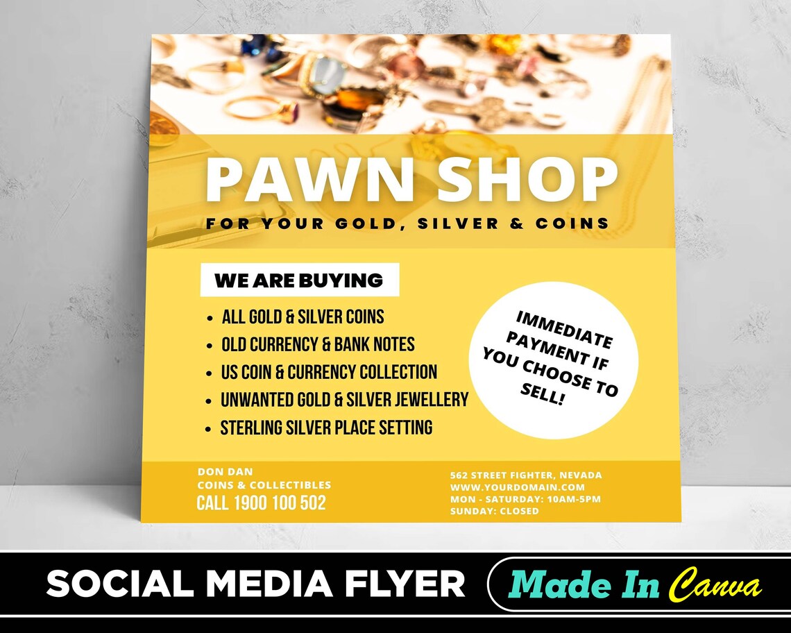 Pawn Shop Flyer DIY Canva Pawn Shop Flyer Template Editable - Etsy