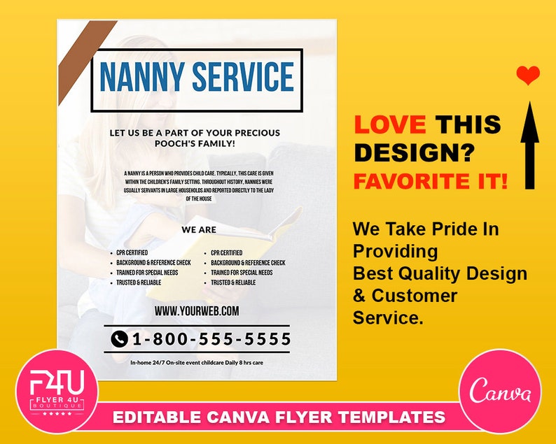Nanny Service Flyer DIY Canva Nanny Service Flyer Template - Etsy