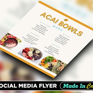 Acai Bowls Flyer, DIY Canva Acai Bowls Flyer Template 2022, Editable ...