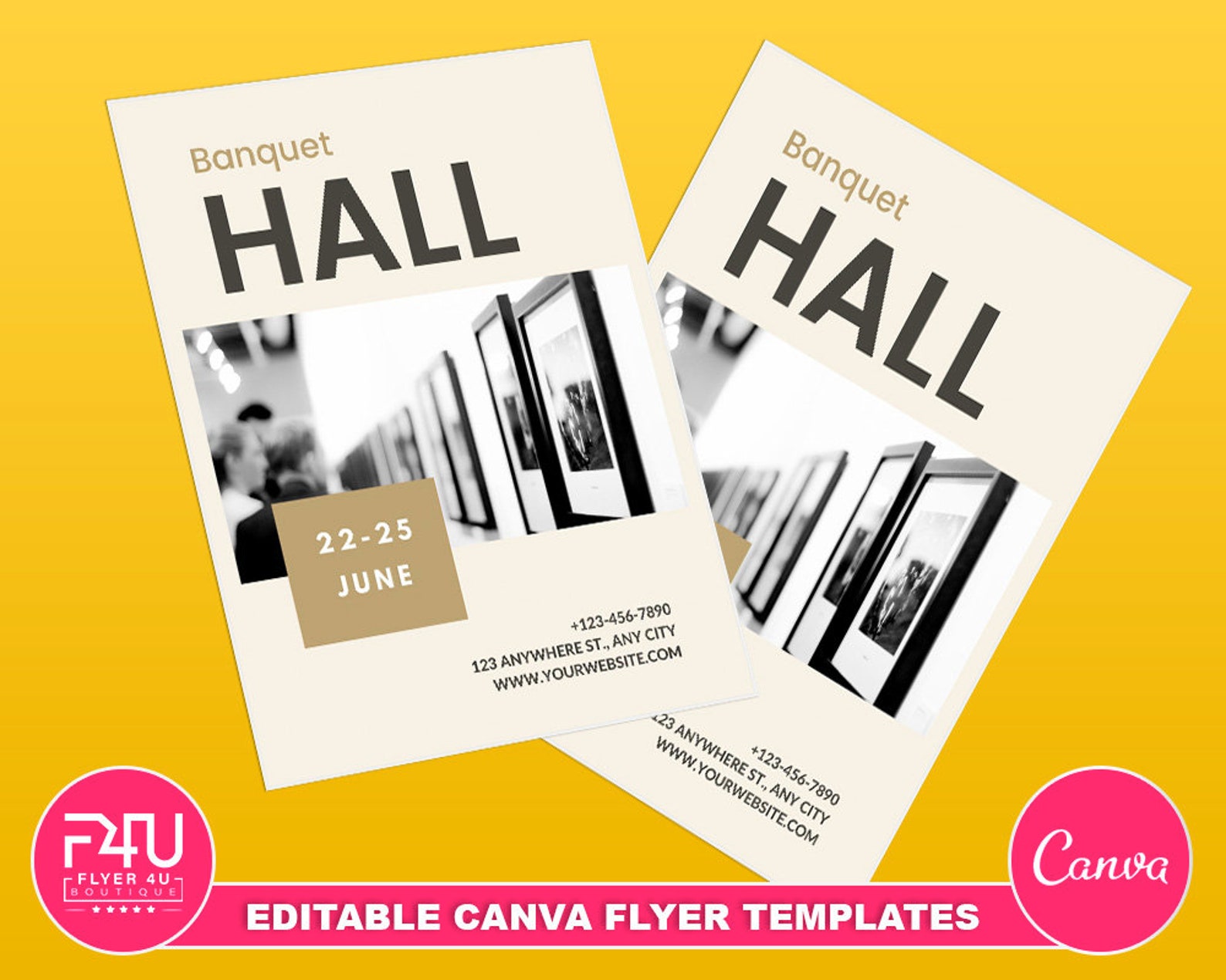 Banquet Hall Flyer, DIY Canva Banquet Hall Flyer Template, Editable ...