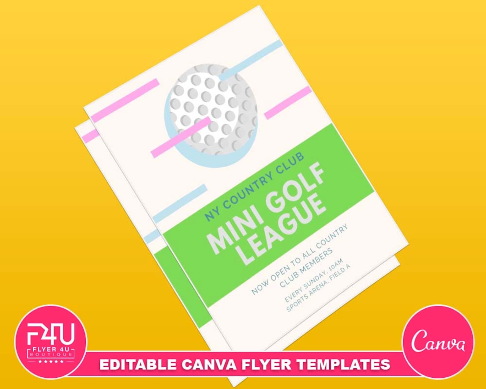 Mini Golf Flyer, DIY Canva Mini Golf Templates, Editable Canva US ...