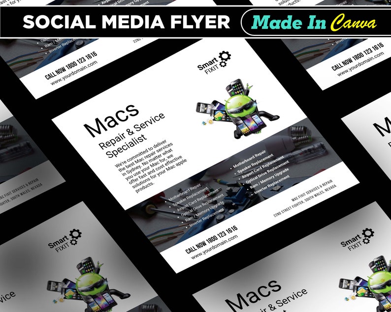 Smartphone Flyer, DIY Canva Smartphone Flyer Template 2022, Editable Social Media Flyer Template ...