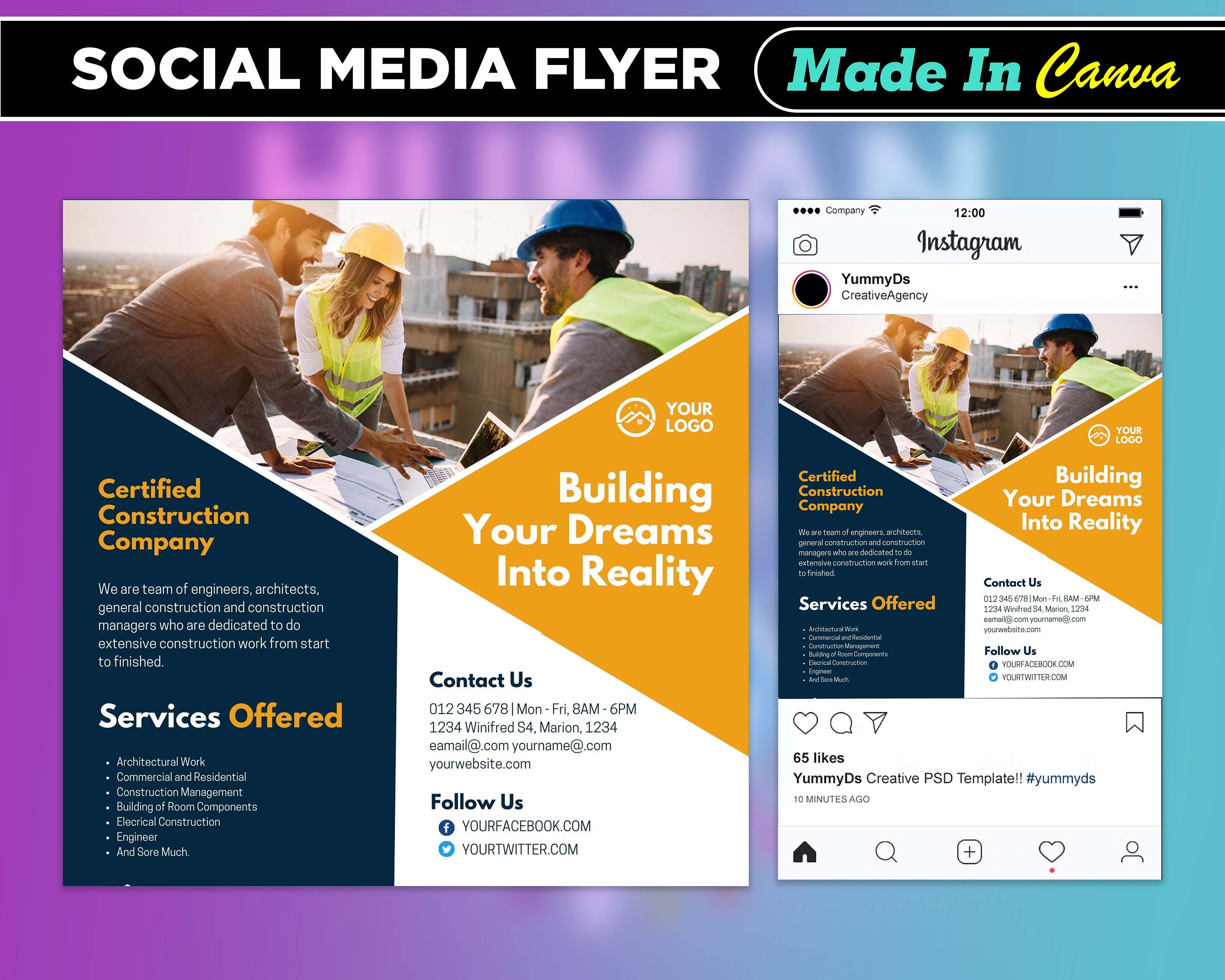 Concrete Business Flyer, DIY Canva Concrete Business Flyer Template ...