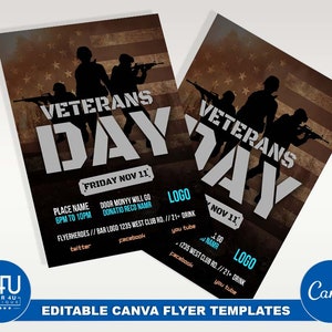 Veterans Day Flyer DIY Canva Veterans Day Flyer Template - Etsy