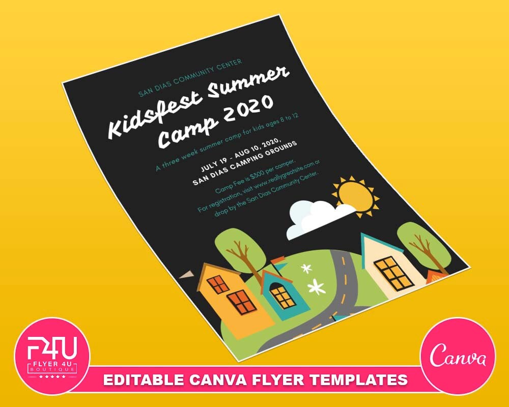 Kids Summer Camp Flyer, DIY Canva Kids Summer Camp Templates, Editable ...