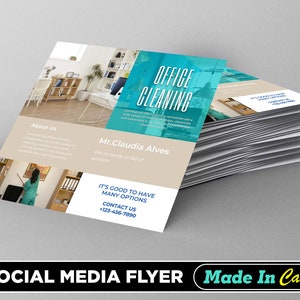 Office Cleaning Flyer, DIY Canva Office Flyer, Editable Social Media Flyer Template for Office ...