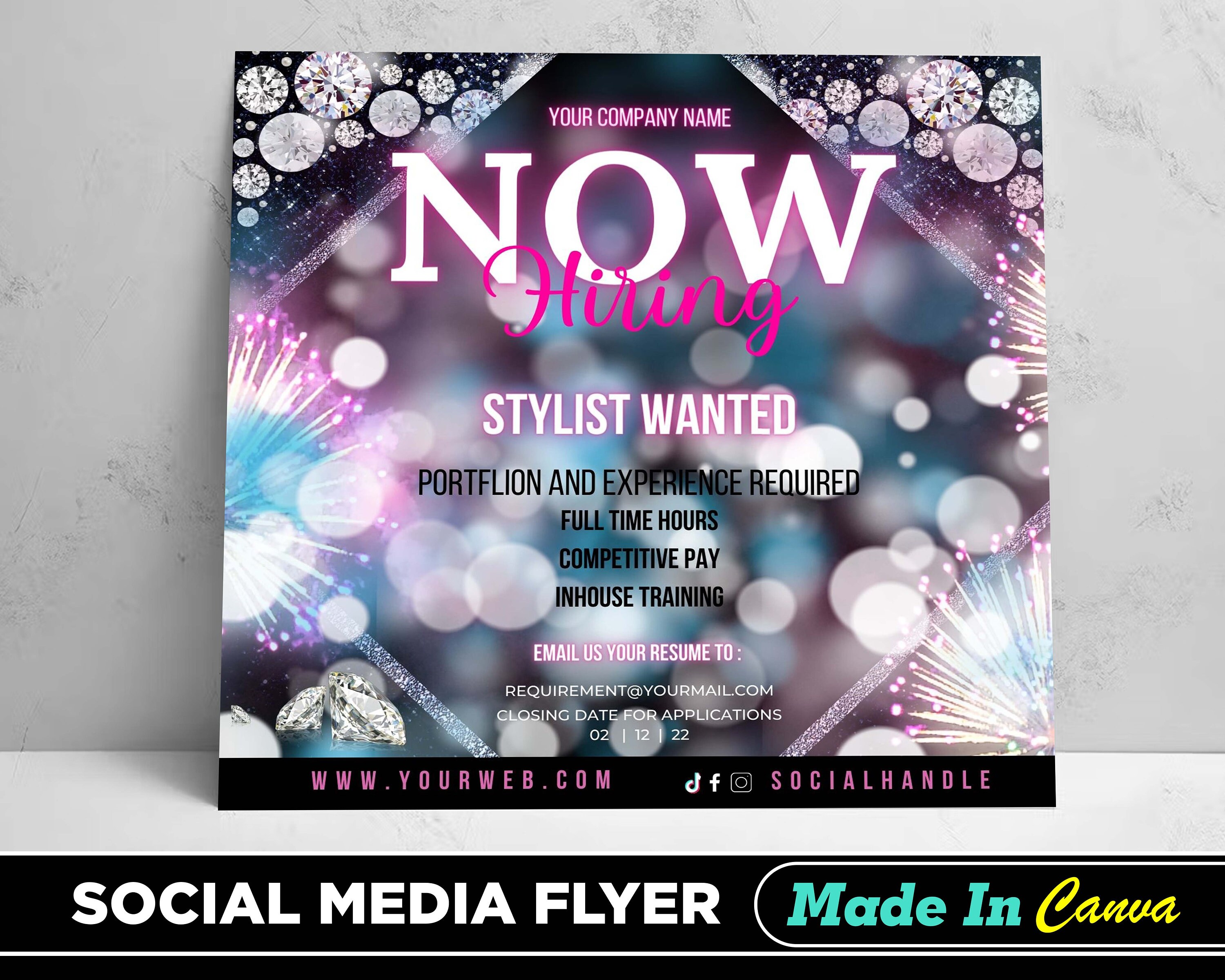 Now Hiring Flyer, DIY Canva Now Hiring Flyer Template 2022, Editable ...