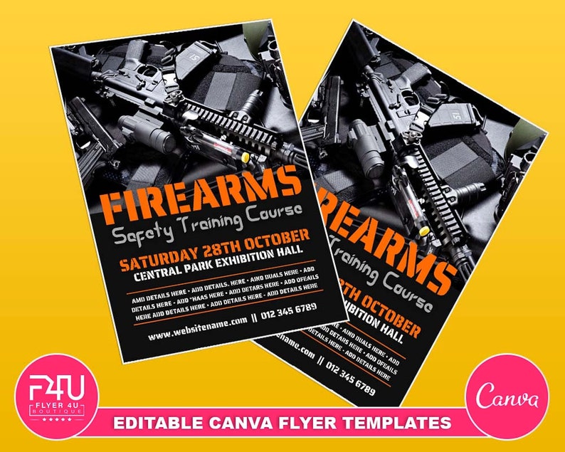 Firearms Training Flyer, DIY Canva Firearms Training Flyer, Editable ...